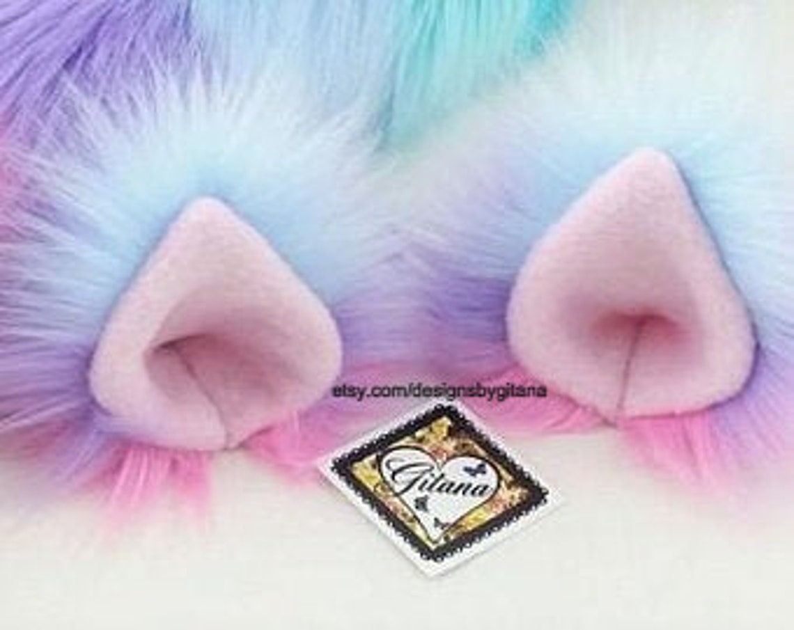 Pastel Rainbow Cat Ears and Tail-realistic Cat Ears and | Etsy