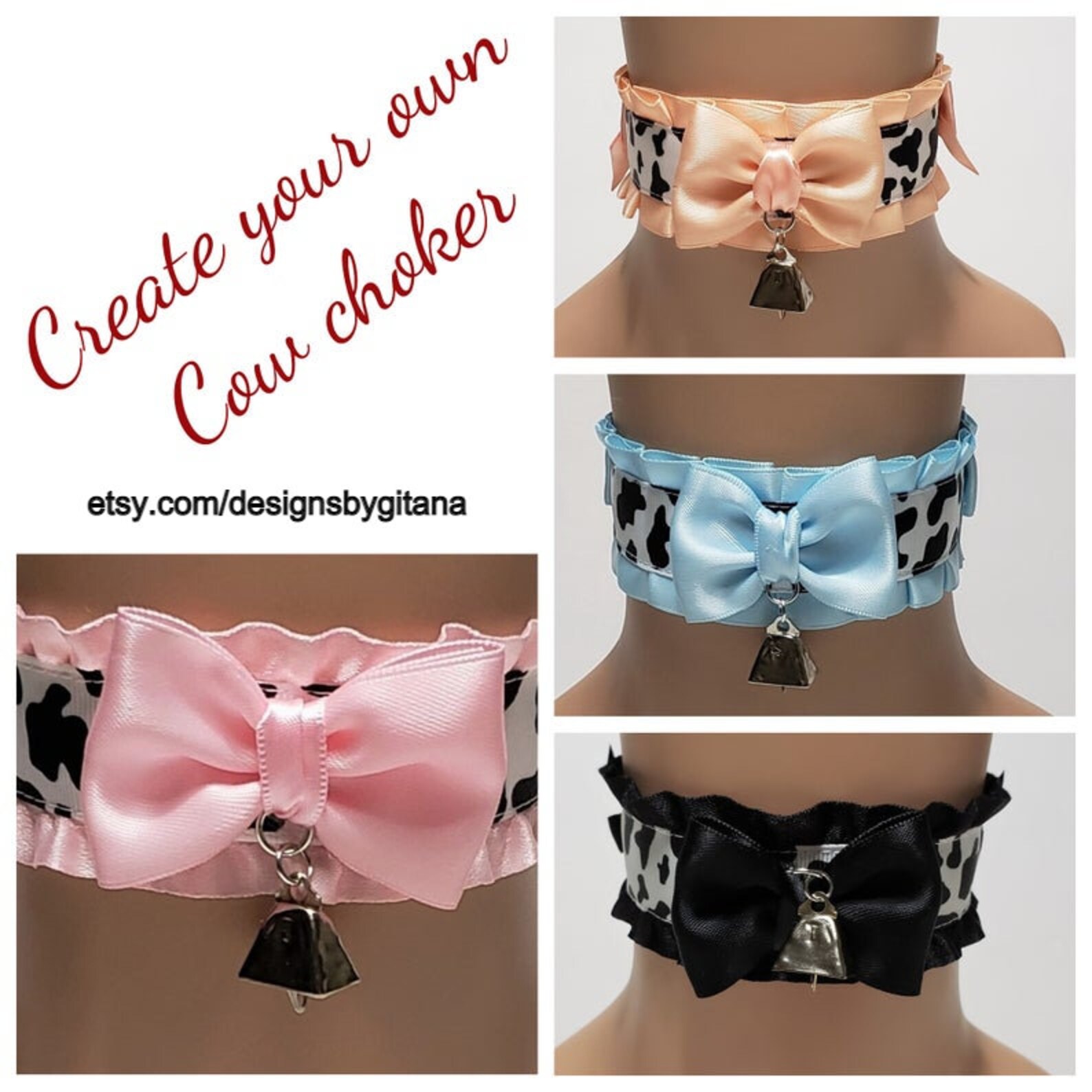 Cow Choker-cow Cow Collar-cow Petplay-lolita-harajuku-cow Costume-cow ...
