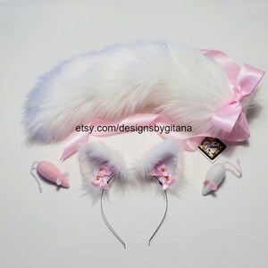 White Cat Ears and Tail-Realistic Cat Ears and Tail-Cat Ear | Etsy