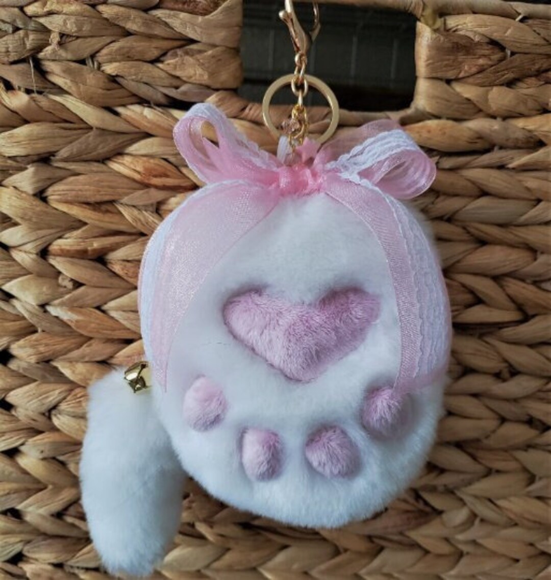 White and Pink Cat Toe Bean Paw Keychain,keychain,cat Paw,kawaii Paw ...