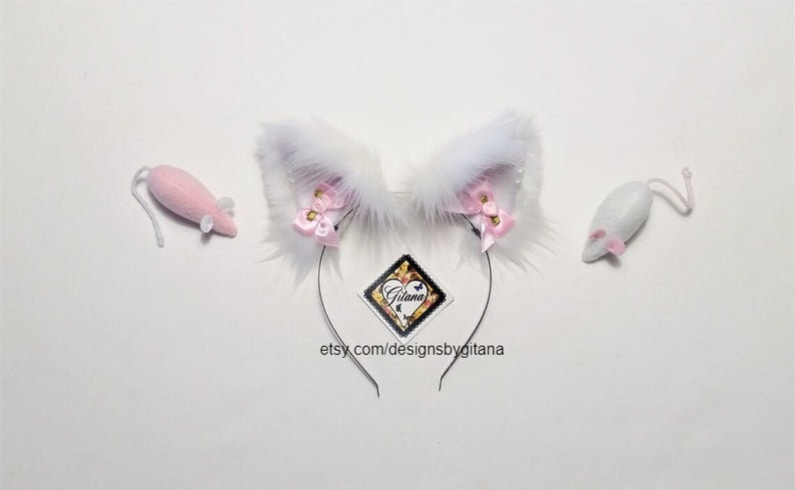White Cat Ears and Tail-Realistic Cat Ears and Tail-Cat Ear | Etsy