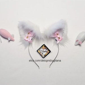 White Cat Ears and Tail-Realistic Cat Ears and Tail-Cat Ear | Etsy