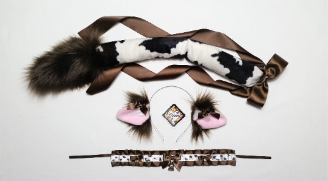 Chocolate Milk Cow Ears and Tail,,cow Ears Headband,cow Costume,cosplay ...