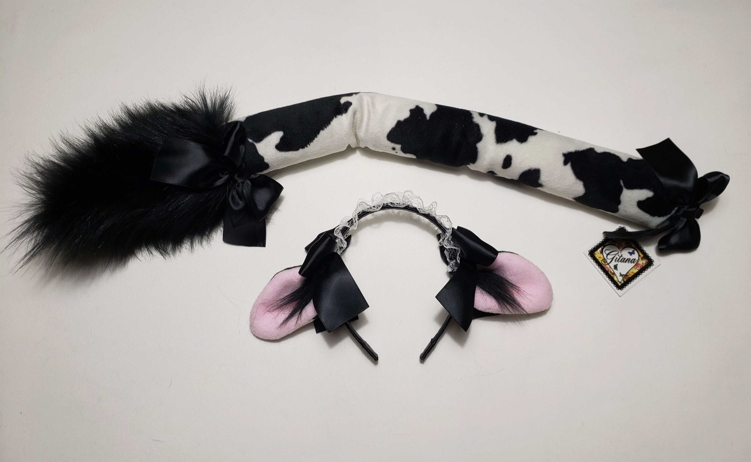 Orejas y cola de vaca personalizadas orejas de vaca traje de | Etsy