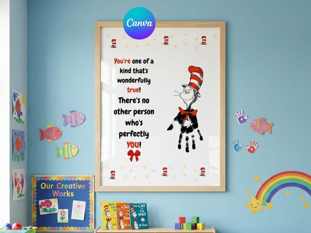Cat in the Hat Handprint Craft, Dr. Seuss Art, Read Across America ...