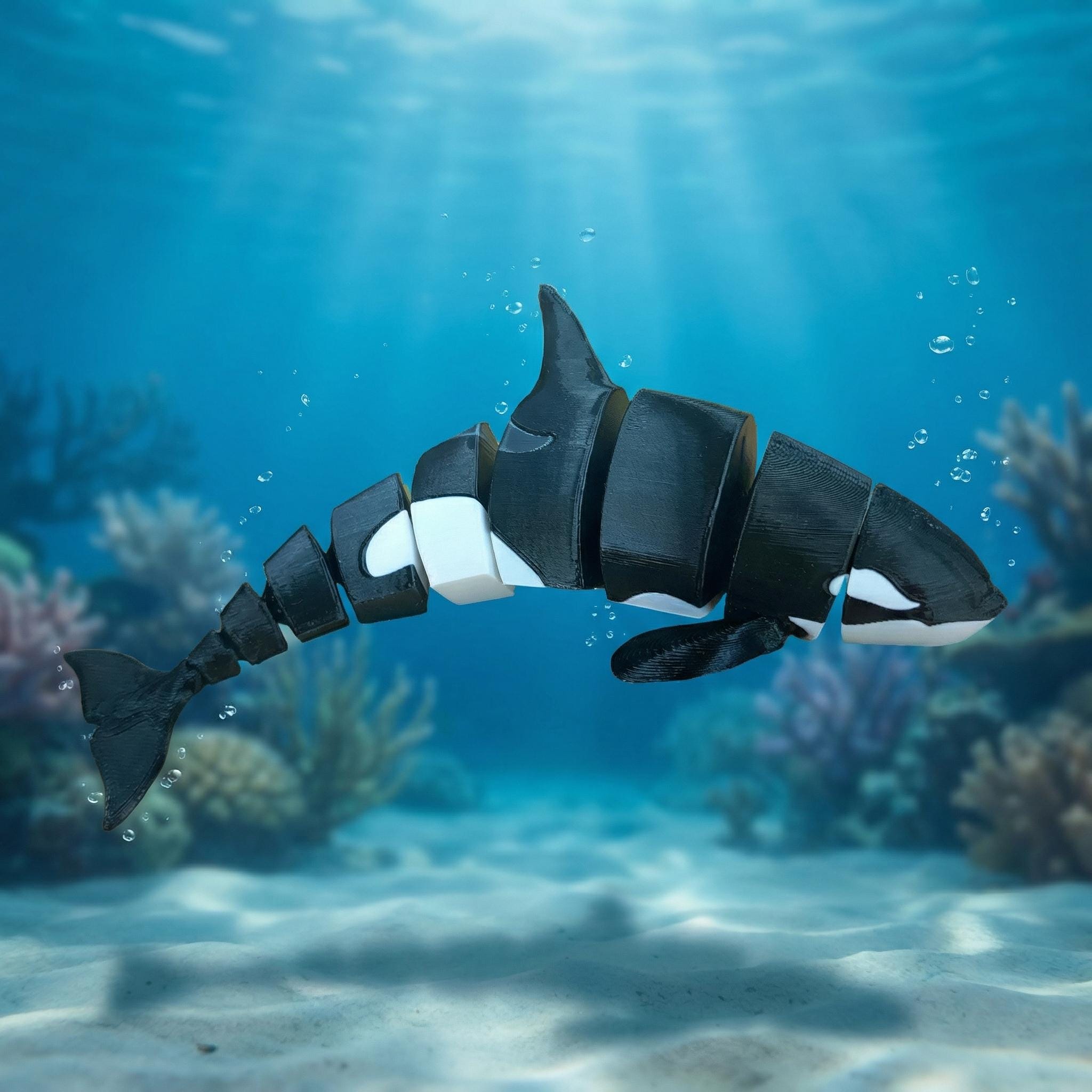 Articulated Orca STL Files, Killer Whale 3D Model Print Kids Toy, Ocean ...