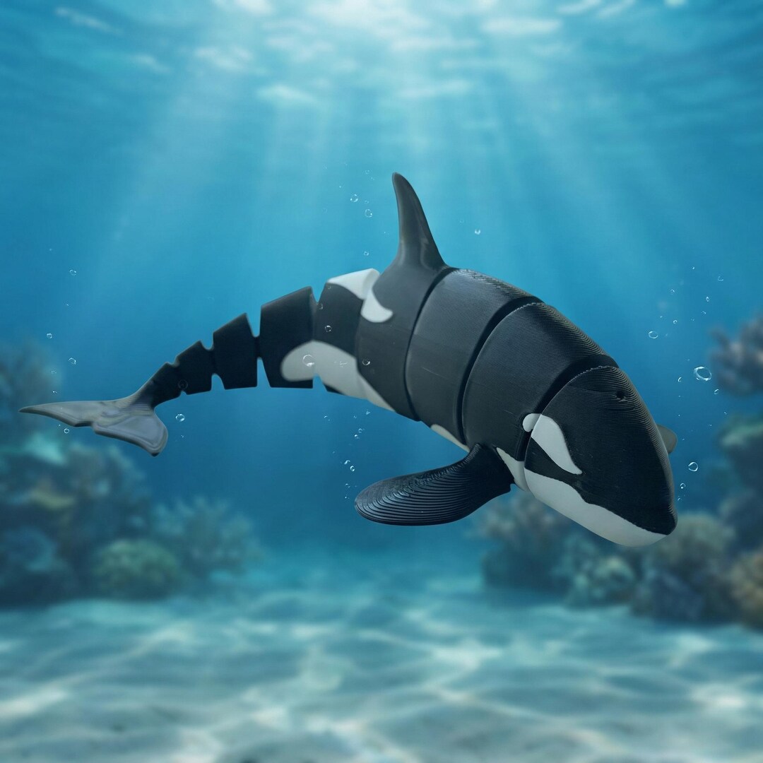 Articulated Orca STL Files, Killer Whale 3D Model Print Kids Toy, Ocean ...