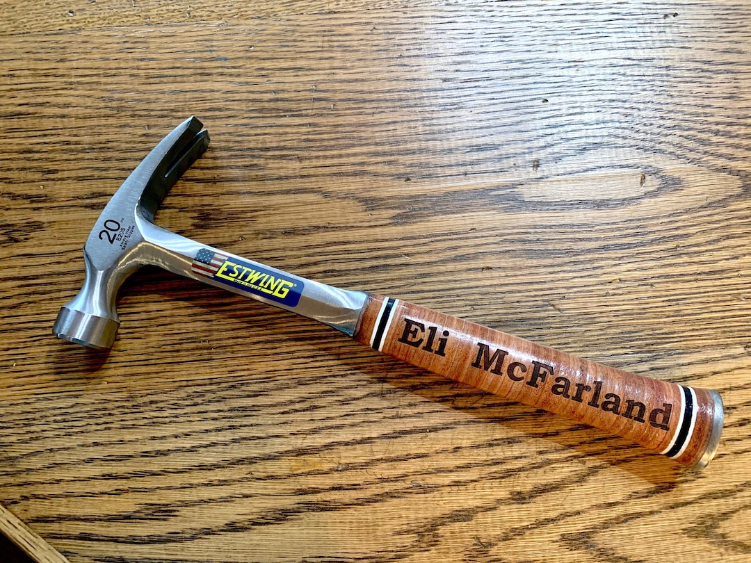 Engraved Estwing Hammer: Personalized Leather Grip, 20 Oz Wood Tool - Etsy