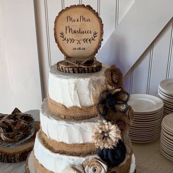 Burlap Wedding Cake Toppers