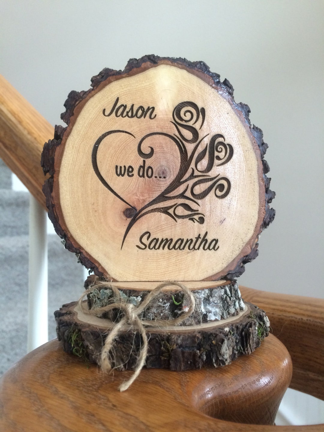 Heart and Roses Wedding Cake Topper Engraved, Wood Engraved Cake Top - Etsy