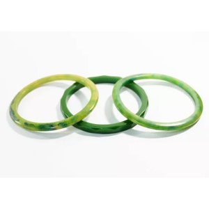 60s Green Bakelite Bracelet Set Tested Authentic Bakelite Bracelets ...