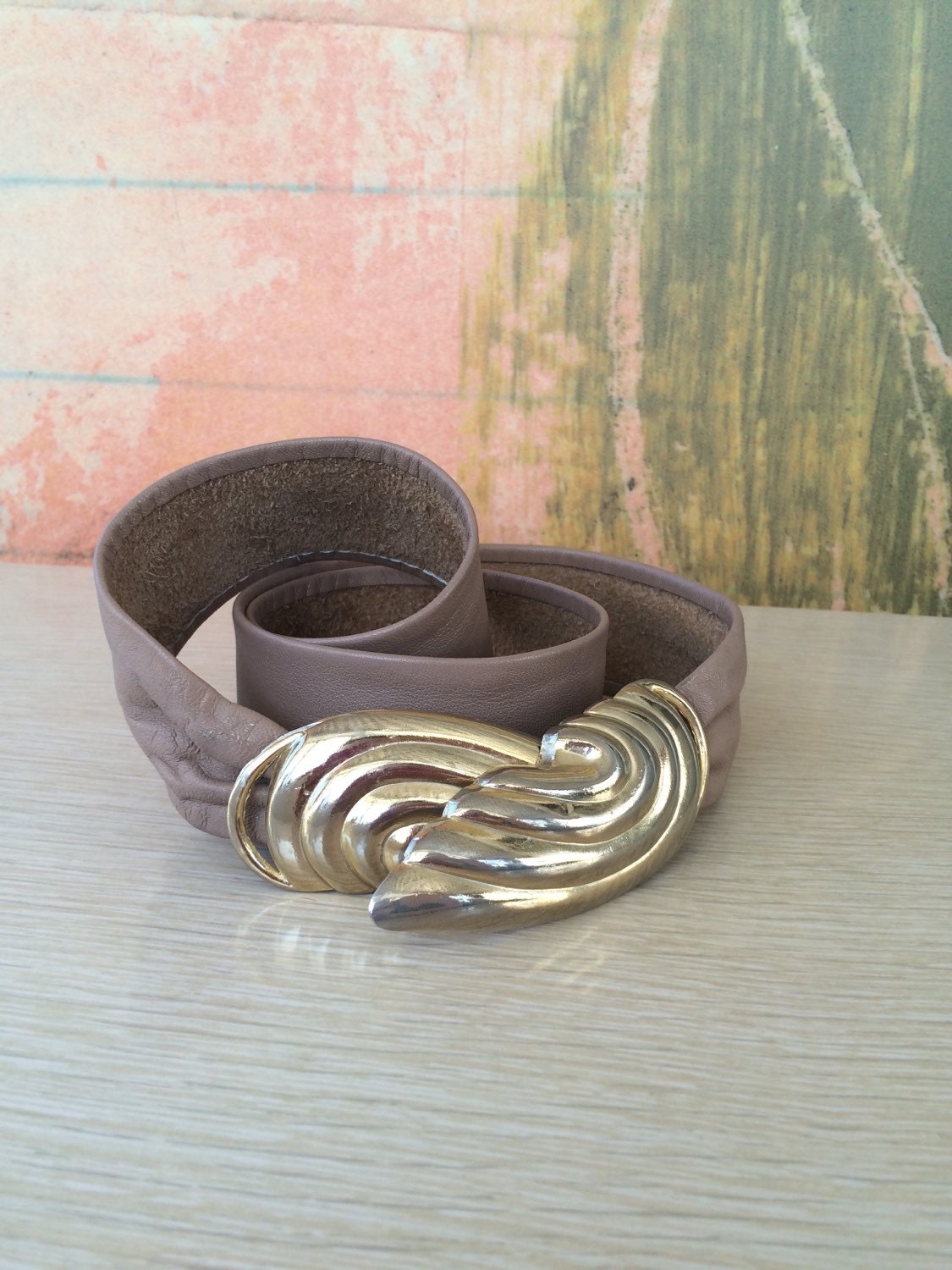 80s Angel Wings Belt XS/S/M Vintage Tan Cinch Belt - Etsy