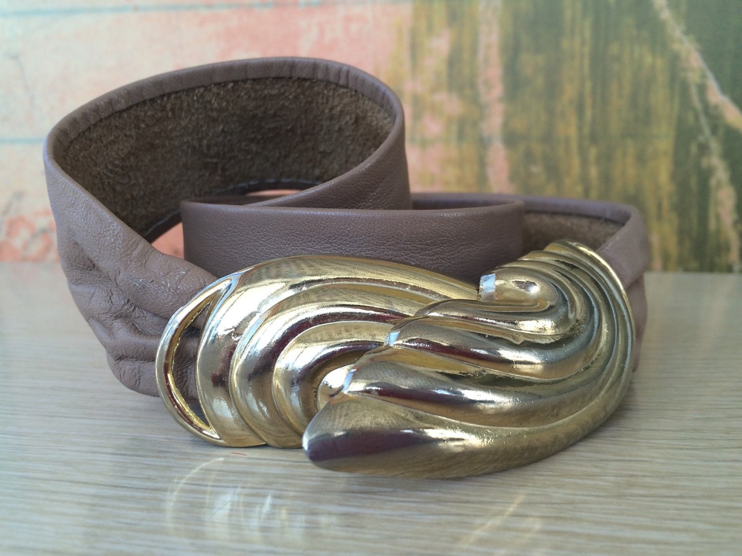 80s Angel Wings Belt XS/S/M Vintage Tan Cinch Belt - Etsy