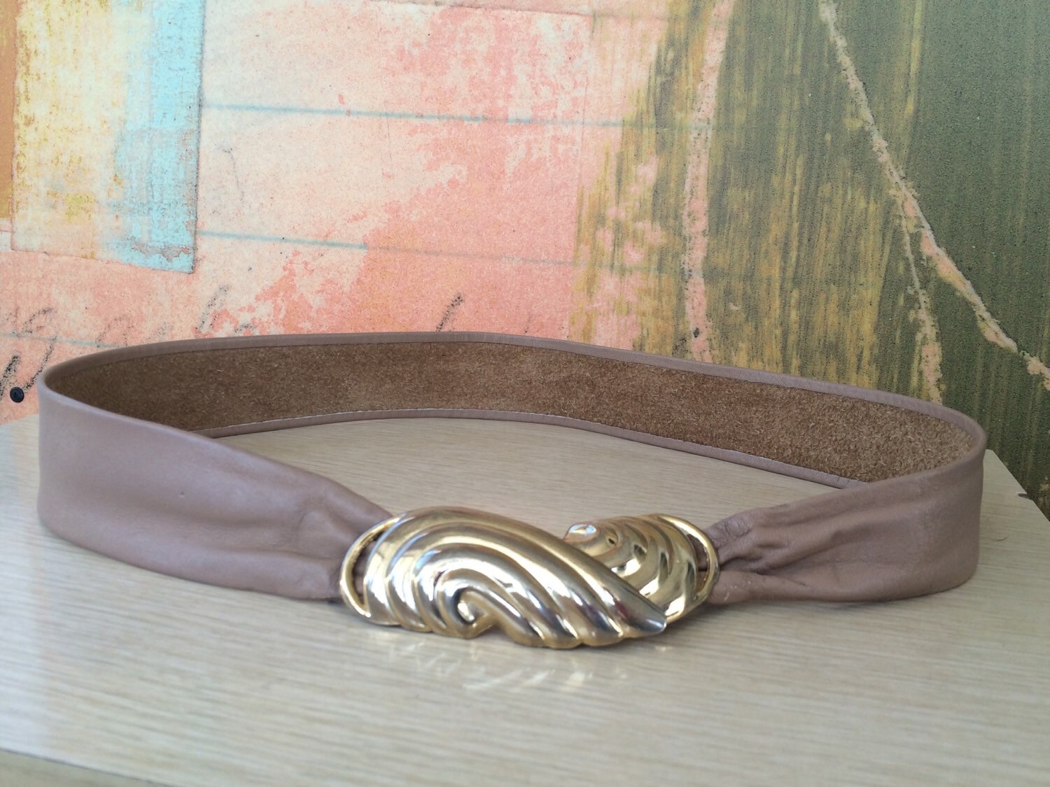 80s Angel Wings Belt XS/S/M Vintage Tan Cinch Belt - Etsy