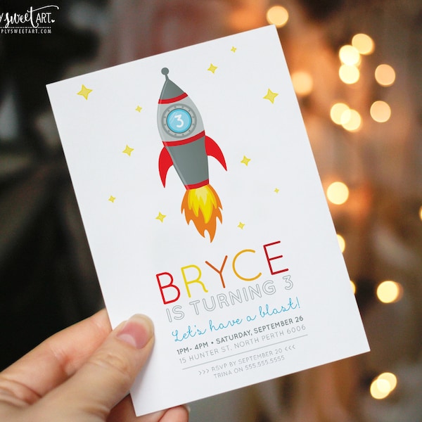 Rocket Party Invitation - Etsy