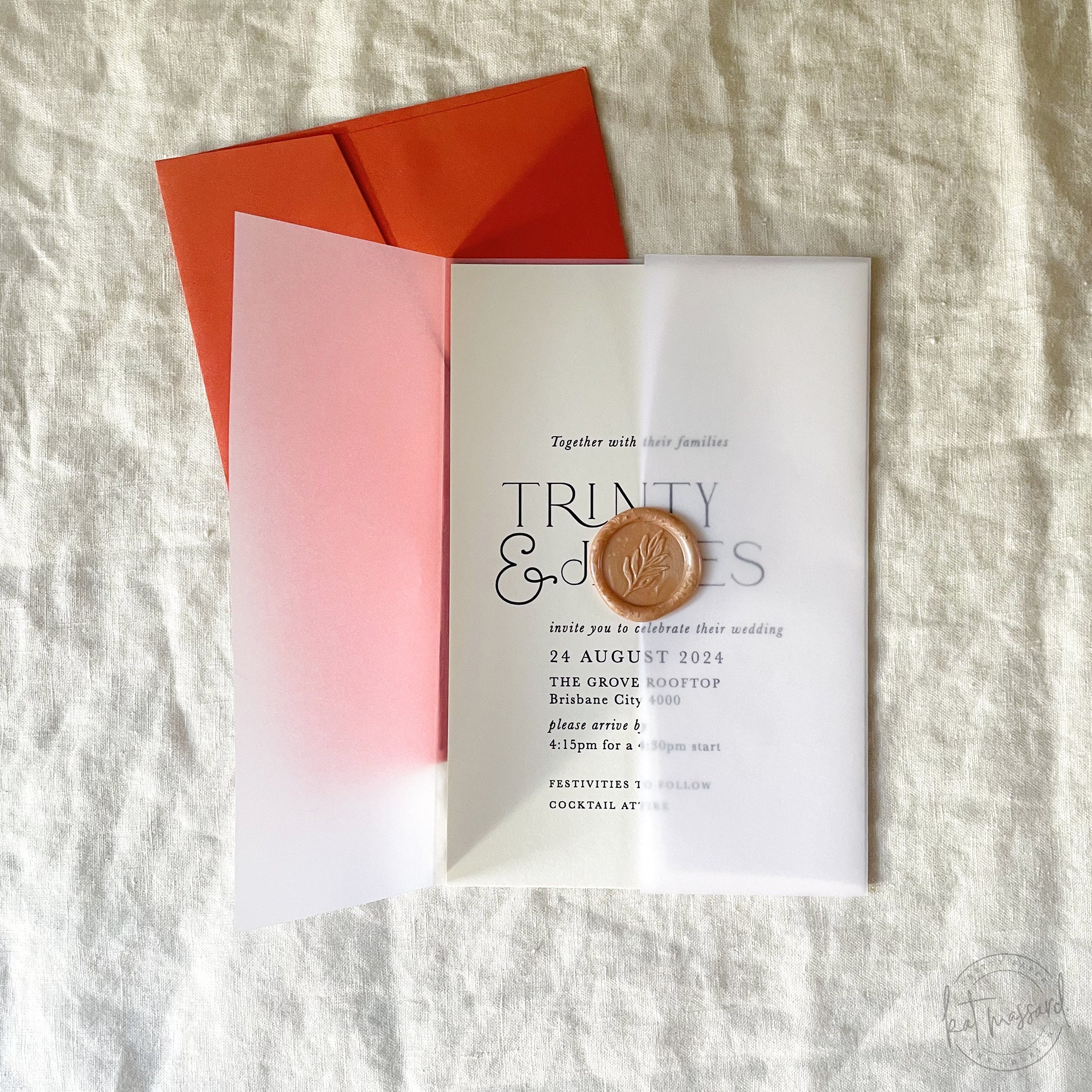 Vellum Invitation Wrap – Modern Translucent Jacket – Pre Scored and ...