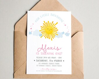 BY354 DIGITAL Birthday Party Invitation Cute Sun Sunshine | Etsy