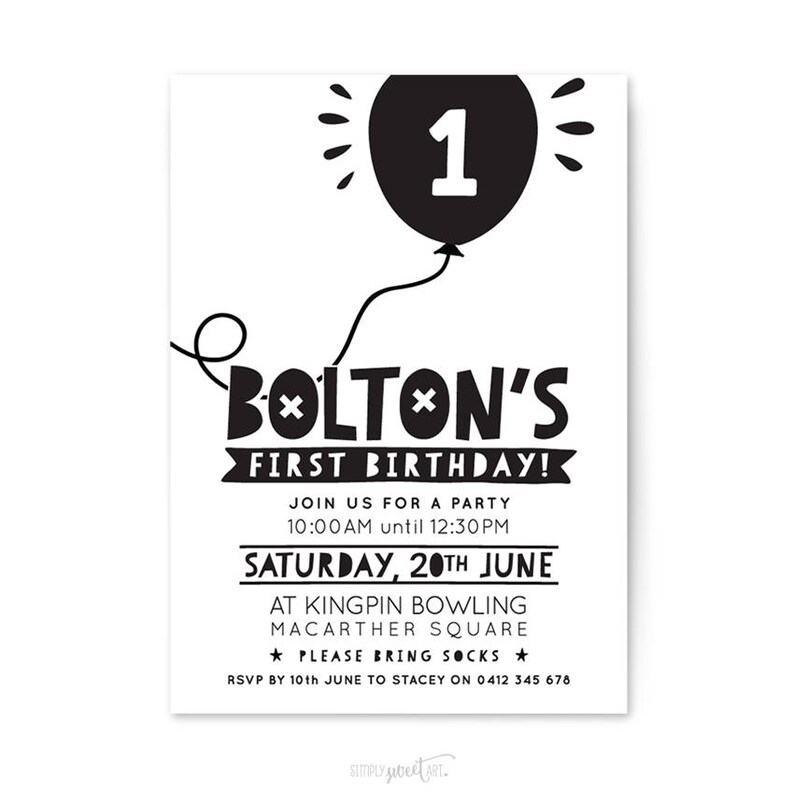 BY350 DIGITAL Birthday Party Invitation MINIMAL Mono Simple | Etsy ...