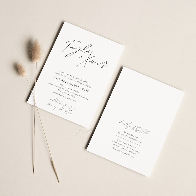 SIGNATURE DESIGN | Wedding Invitation - Printable Digital Modern Hand ...