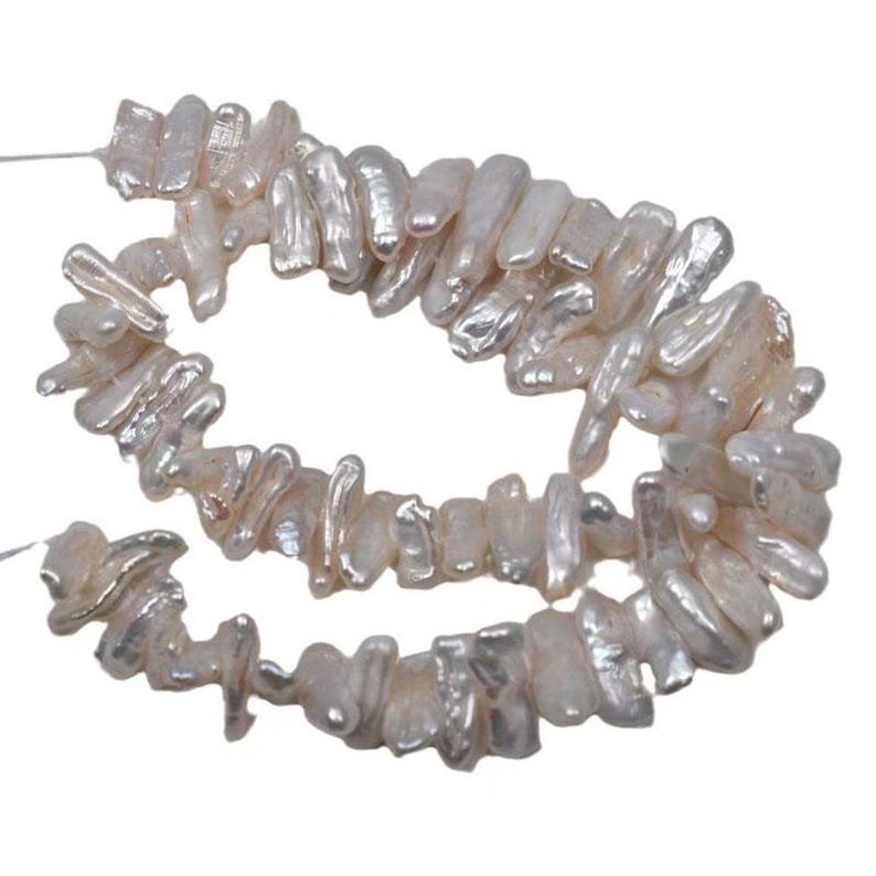 16 Inches 18-20 Mm White Cultured Center Drilled Oblong Biwa Pearls ...