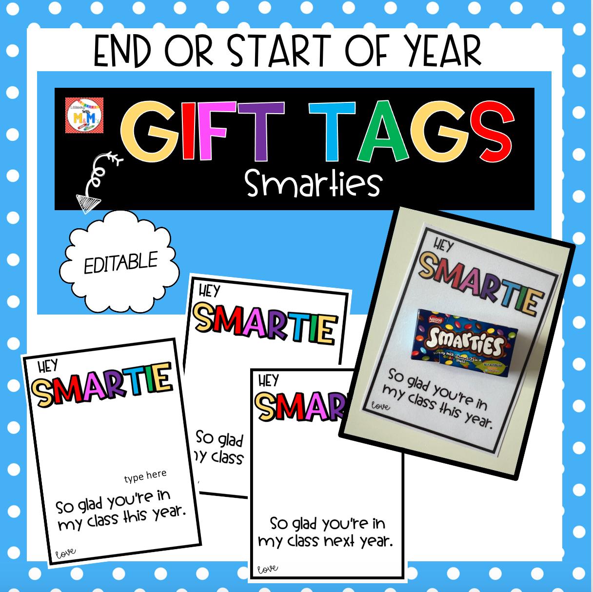 Smartie Gift Tags - Editable - Etsy
