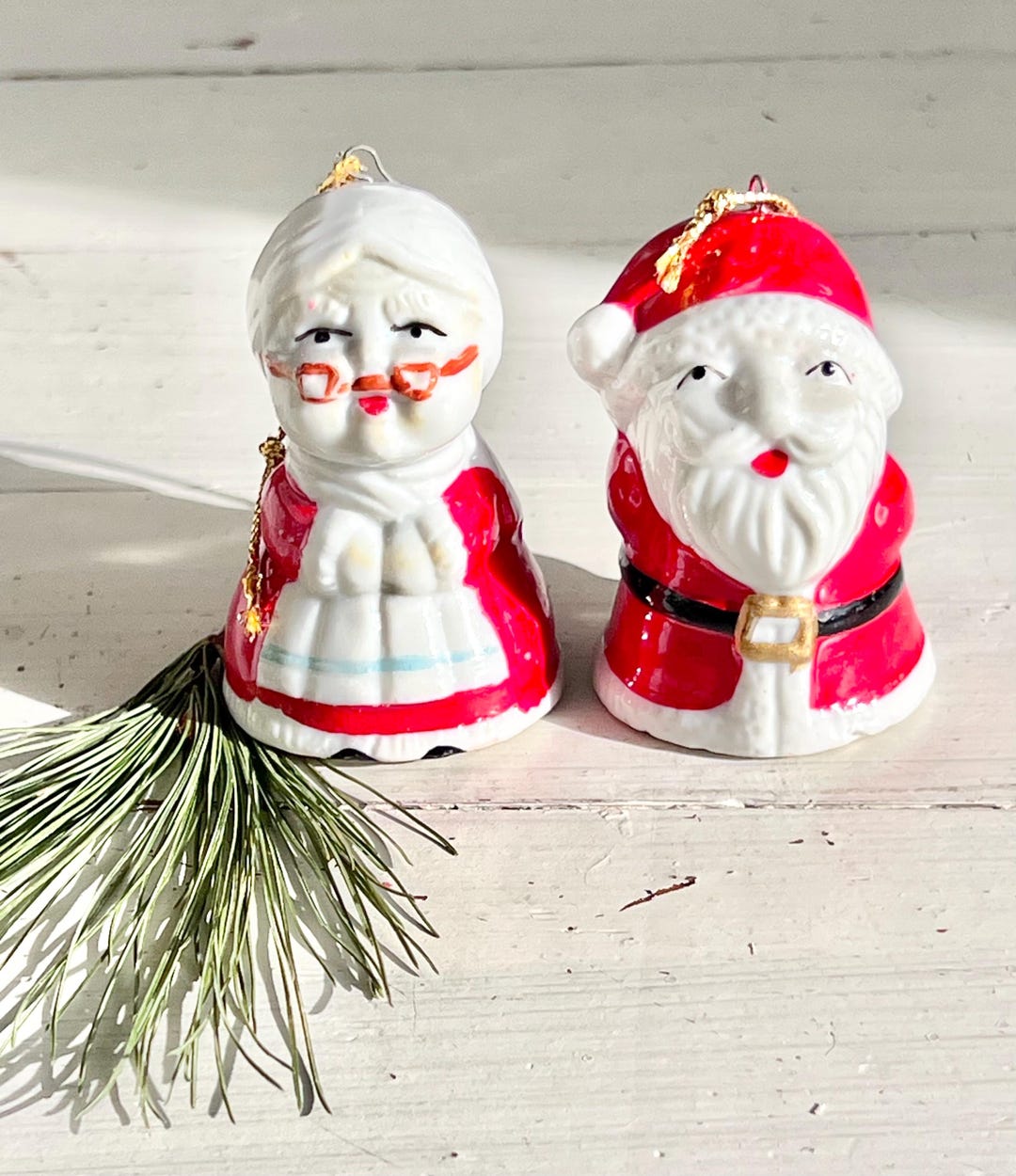 Mid-century Kitsch Santa & Mrs Claus Figurine Ornaments - Etsy