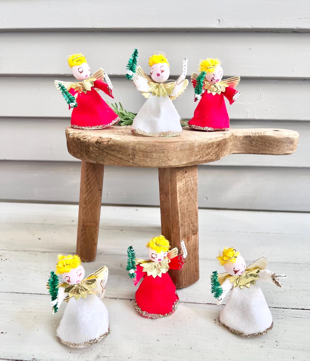Kitsch Midcentury Set of 6 Putz Angels - Etsy