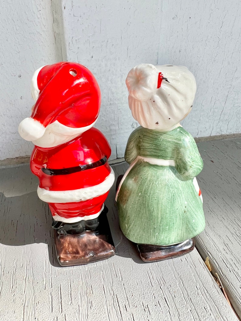 Mid-century Lefton Santa + Mrs. Claus Skiers - Etsy