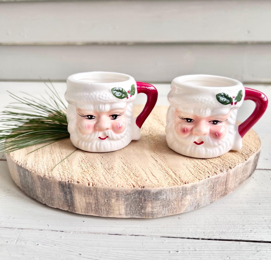 Vintage Inspired Miniature Santa Mug Set of Two - Etsy