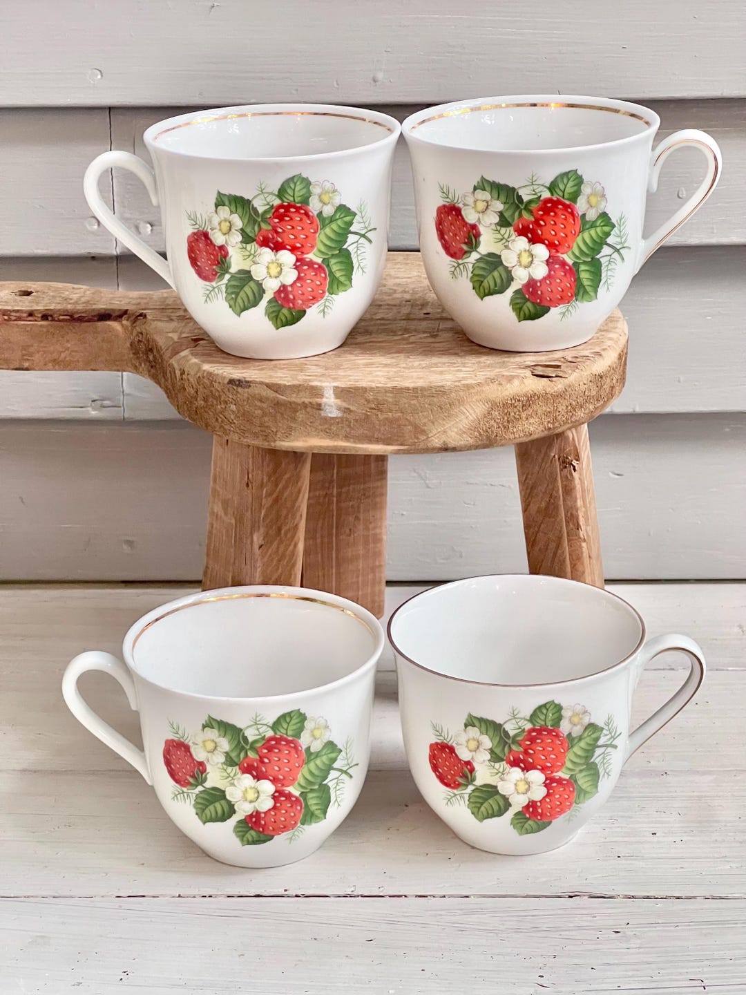 1950’s Wild Strawberry Schumann Mug Set of 4 - Etsy