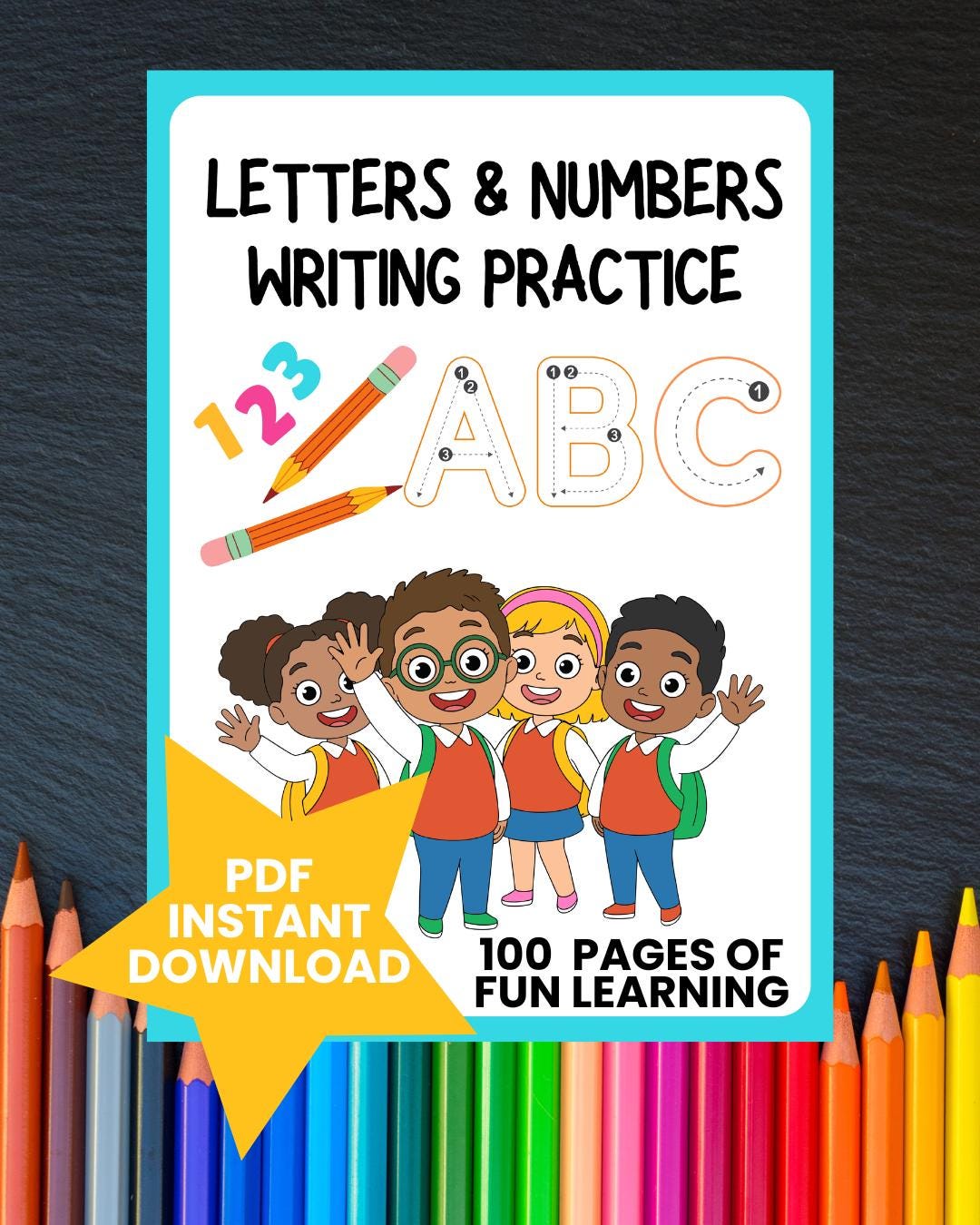 Letters, Numbers, Writing Practice, Workbook, 100 Pages, Fun Learning ...