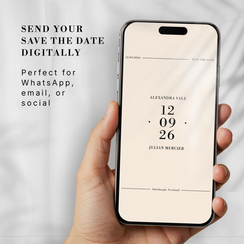 Modern Minimal Save the Date Template | Clean Serif Canva Wedding ...