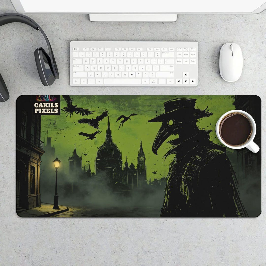 Plague Doctor Mouse Pad | Gothic Raven Scene Desk Mat - Etsy