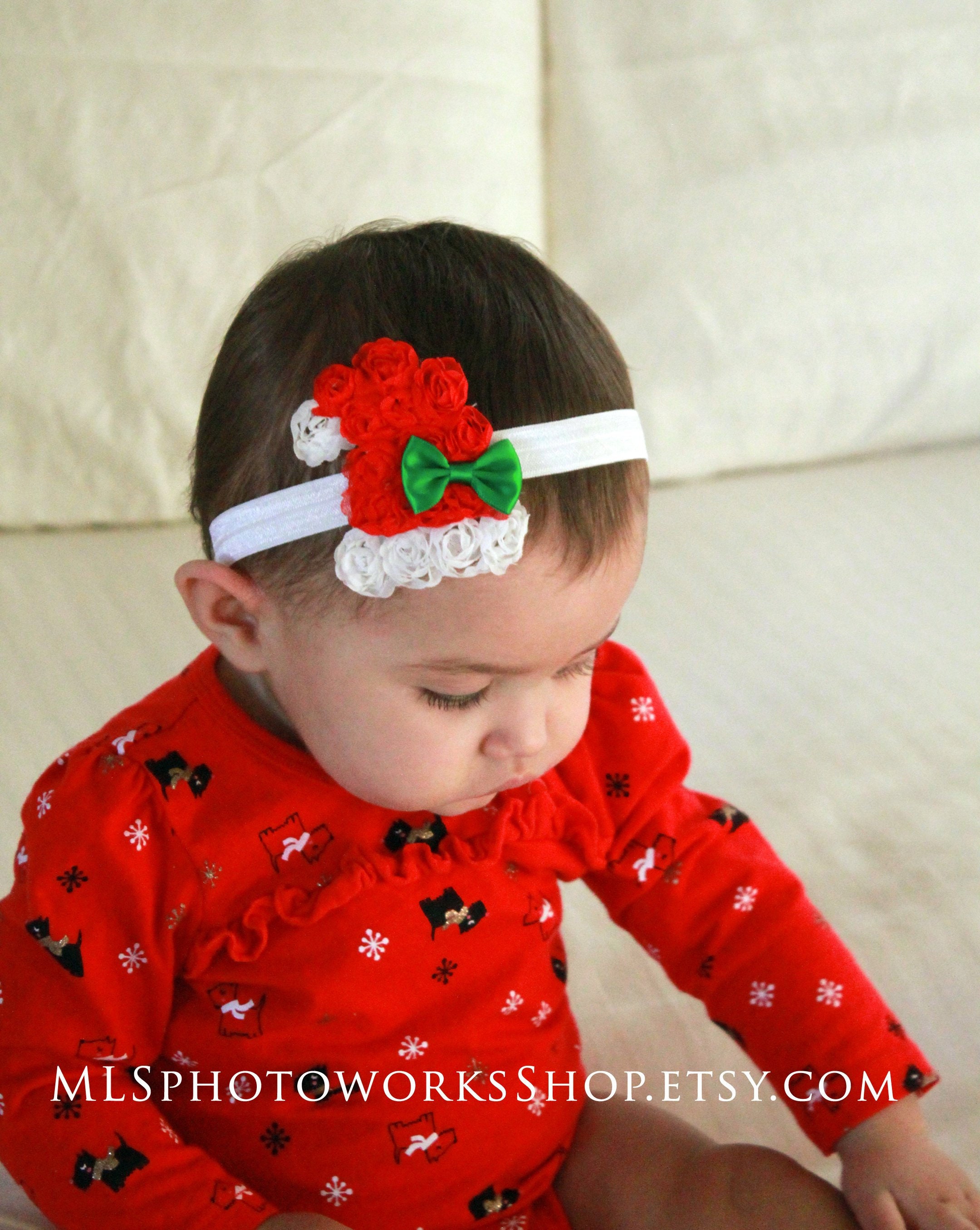 Baby Girl Santa Hat Headband Red & White Christmas Santa - Etsy