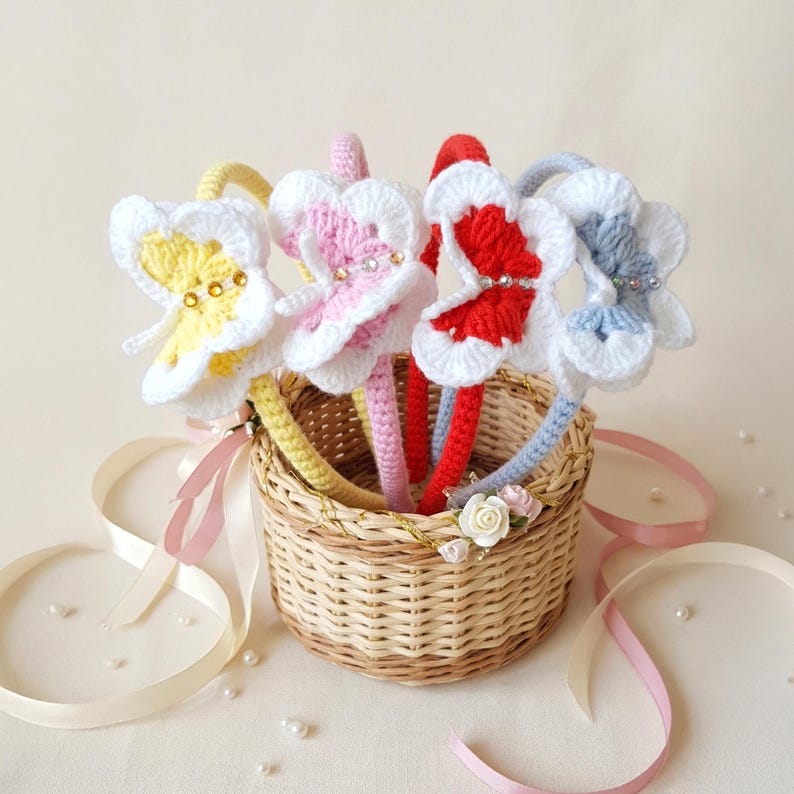 Crocheted Butterfly Purse, Headband, and Hair Tie Set for Girls, Pink ...