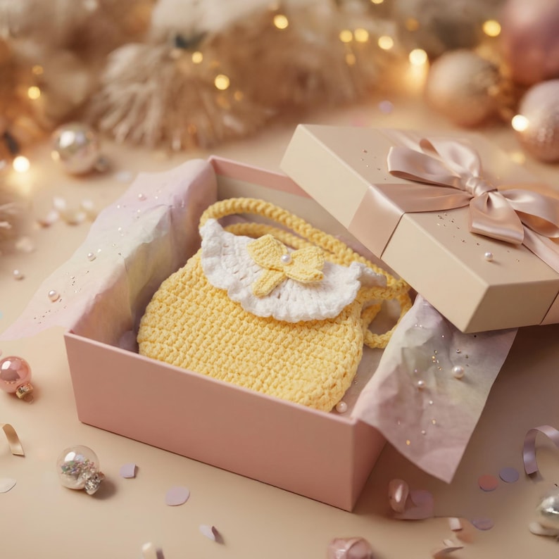 Crocheted Butterfly Purse, Headband, and Hair Tie Set for Girls, Pink ...