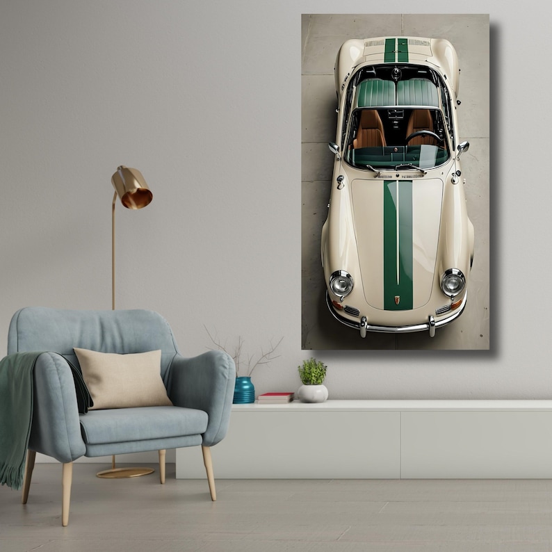 Classic Car Canvas Art, Vintage Car Wall Print, Retro Automobile Poster ...