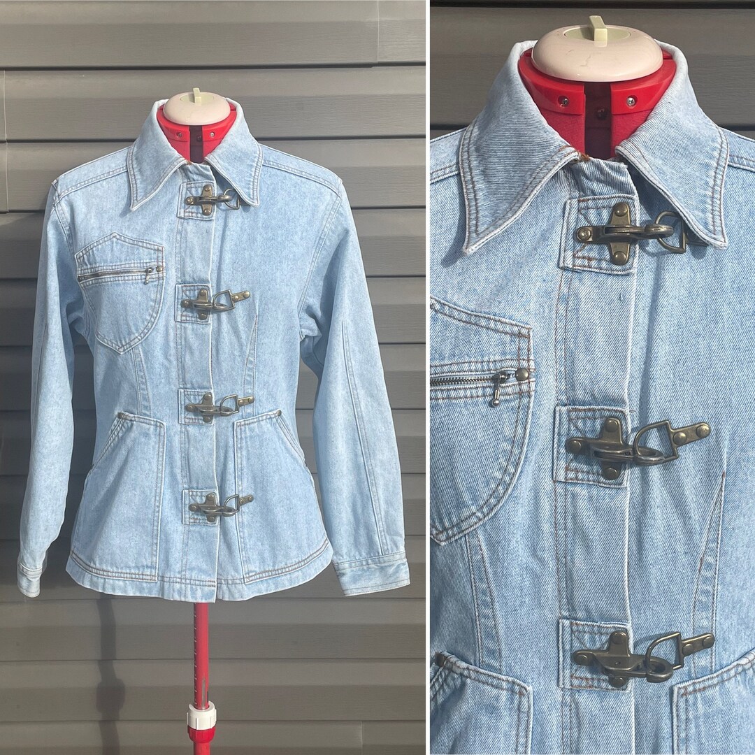 Vintage 70s Denim Jacket With Metal Clasps Metal Hardware Light Denim ...