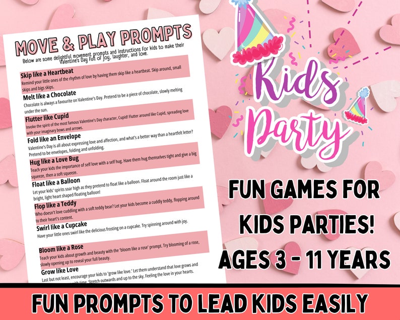 Valentines Self Love Childrens Movement Cards and Games | Printable ...