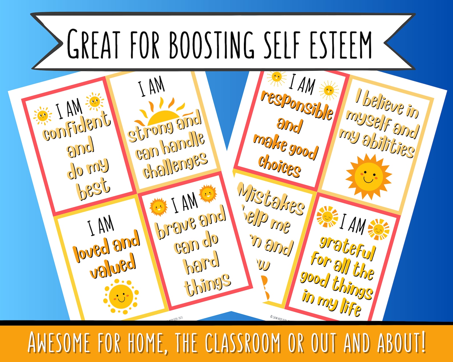 Kids Positive Affirmation Cards: Calm Down Kit, Coping Skills (PDF ...