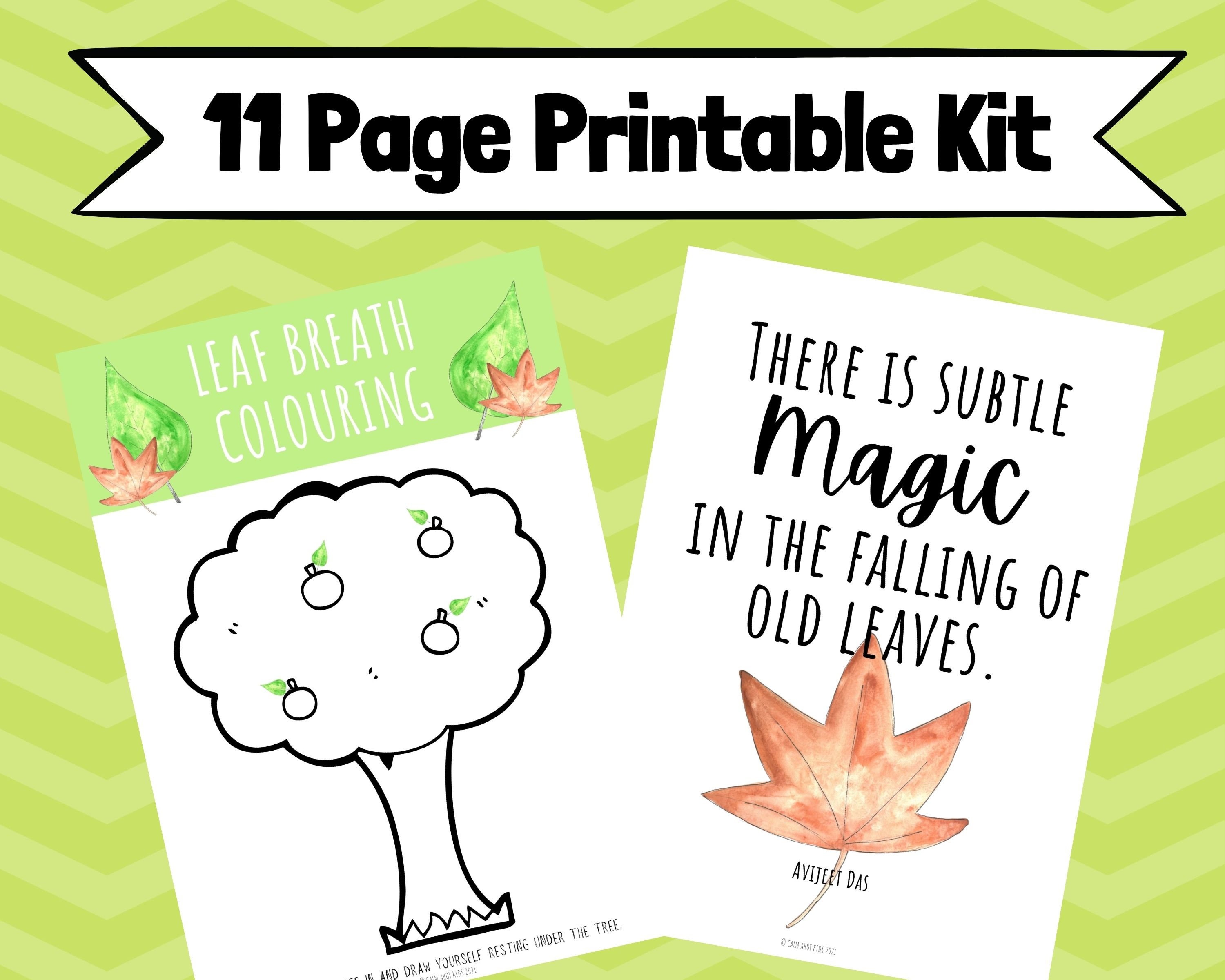 Kids Printable Relaxation Activity Leaf Breaths a Mindful | Etsy