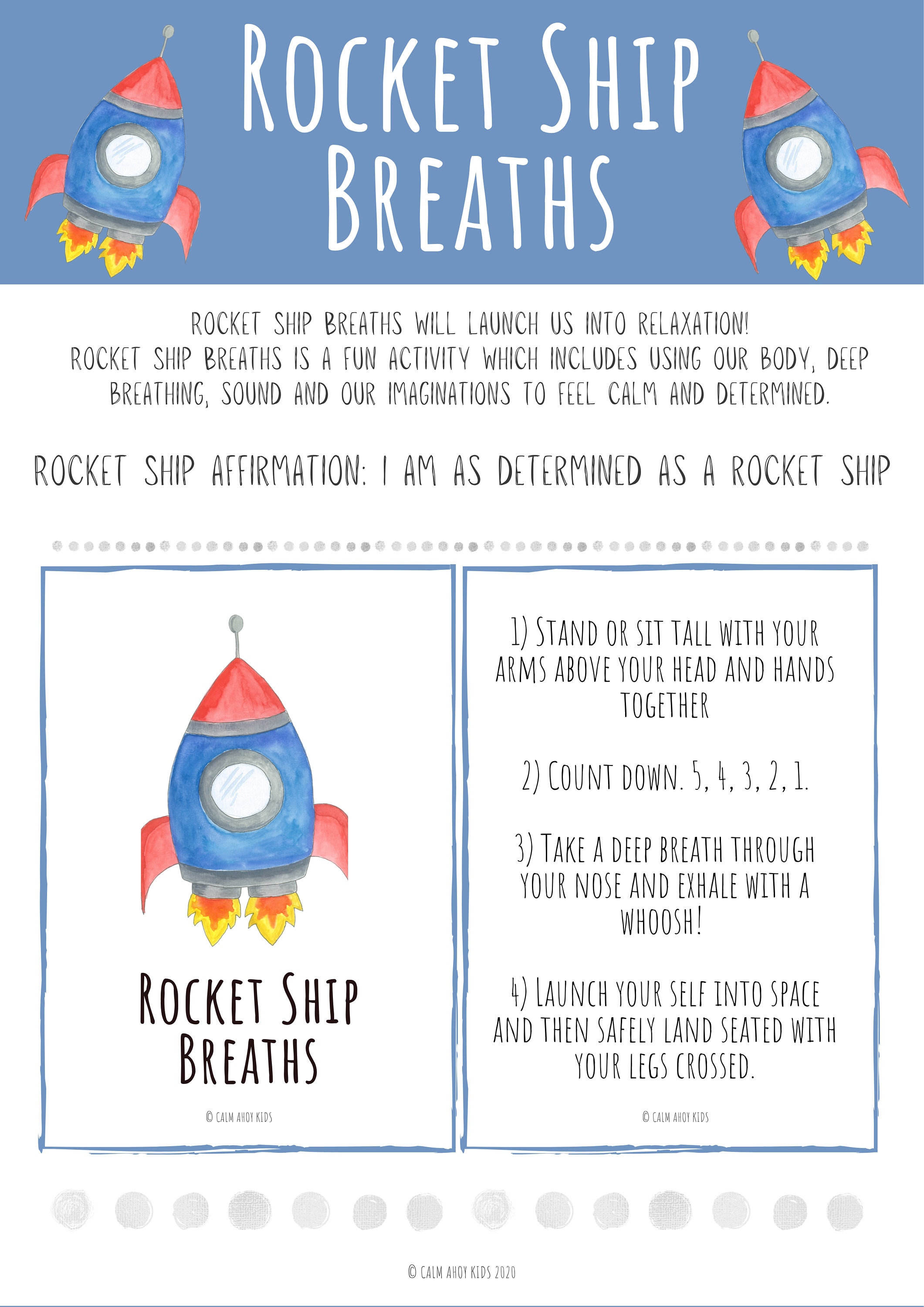 Kids Printable Relaxation Activity, Rocket Ship Breaths a Mindful ...
