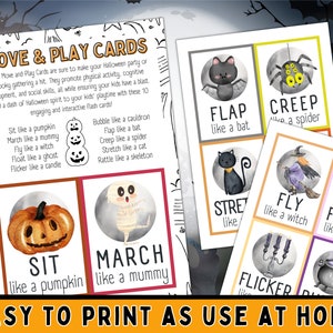 Halloween Move and Play Printable Mindful Movement Cards and Games for ...
