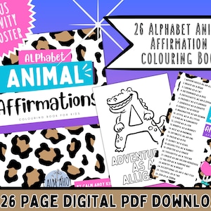 Alphabet Animal Affirmations Printable Colouring Book and Poster for ...