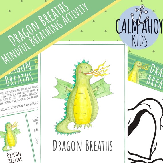 Kids Printable Relaxation Activity Dragon Breaths a Mindful - Etsy