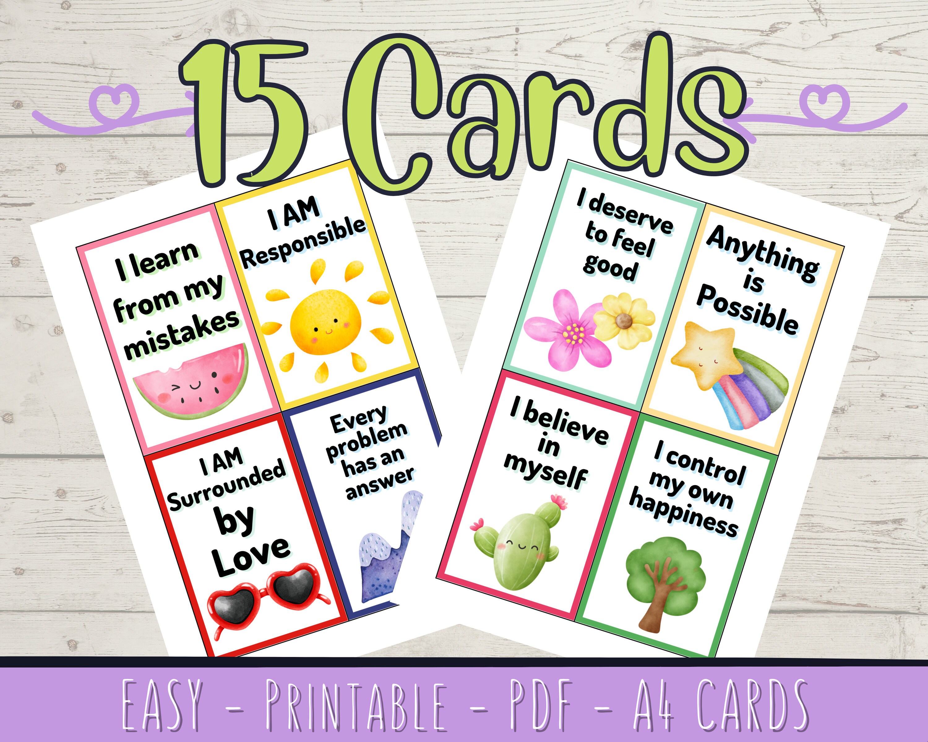Printable Positive Affirmation Cards and Posters for Kids I Self Esteem ...
