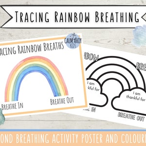 Mindful Rainbow Breathing Poster for Kids Mental Health Printable ...