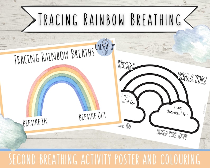 Mindful Rainbow Breathing Poster for Kids | Mental Health Printable ...