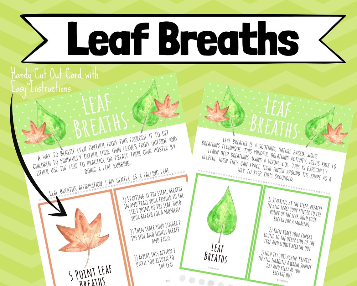 Kids Printable Relaxation Activity Leaf Breaths a Mindful | Etsy