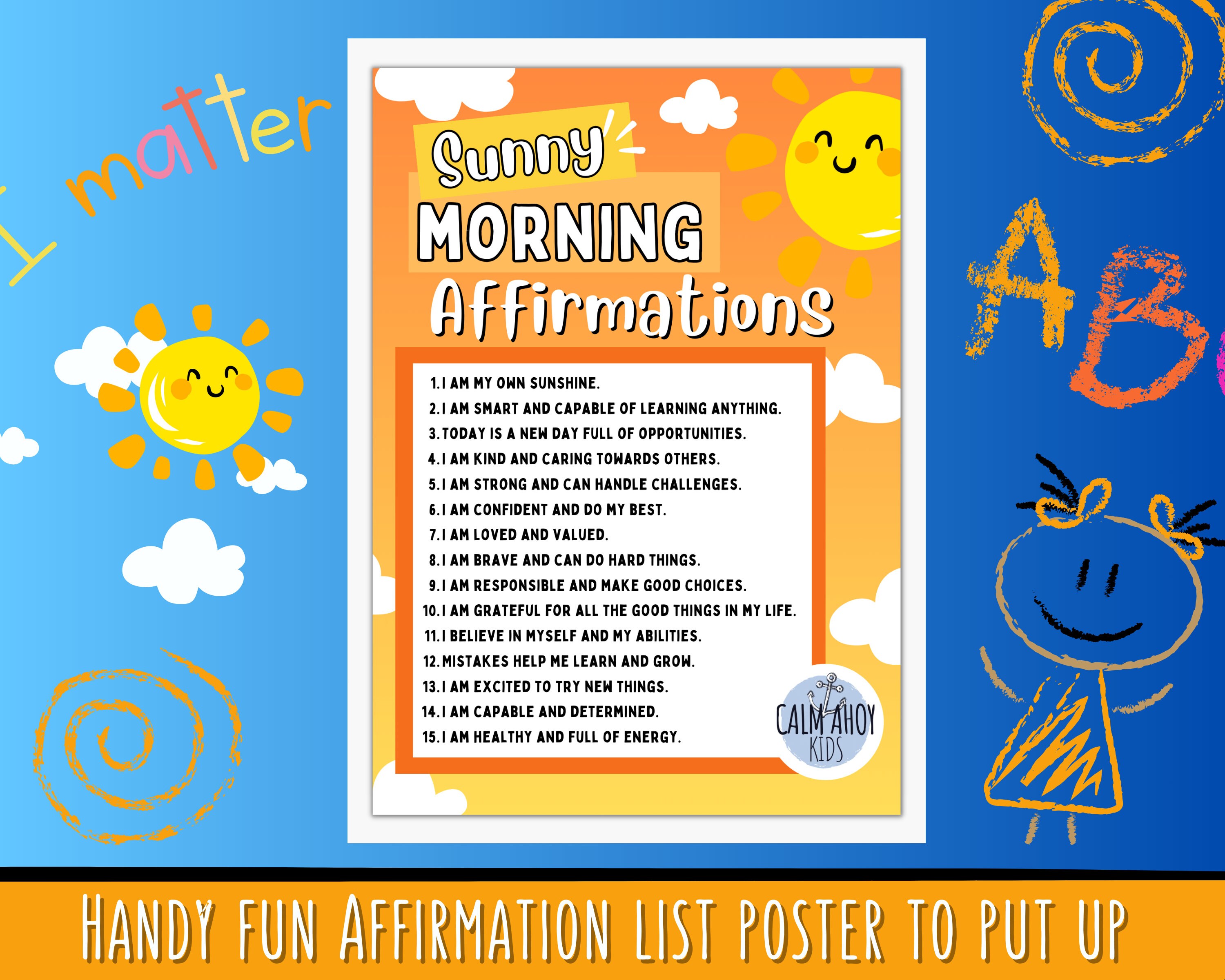 Kids Positive Affirmation Cards: Calm Down Kit, Coping Skills (PDF ...